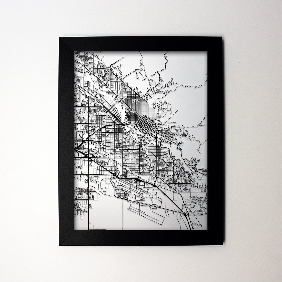Boise ID framed laser cut map – CarbonLight Laser Cut Maps