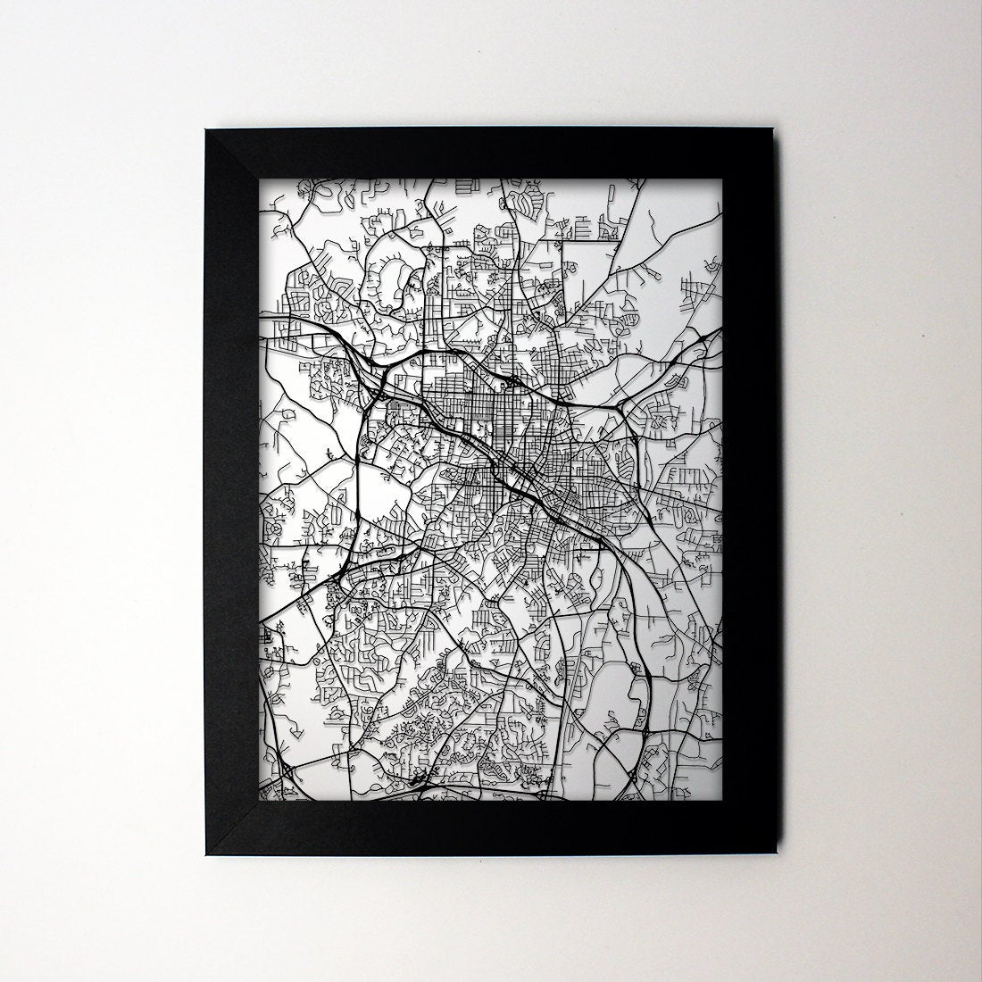 Durham NC framed laser cut map – CarbonLight Laser Cut Maps