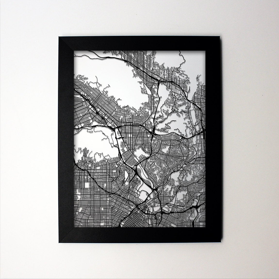 Glendale CA framed laser cut map – CarbonLight Laser Cut Maps