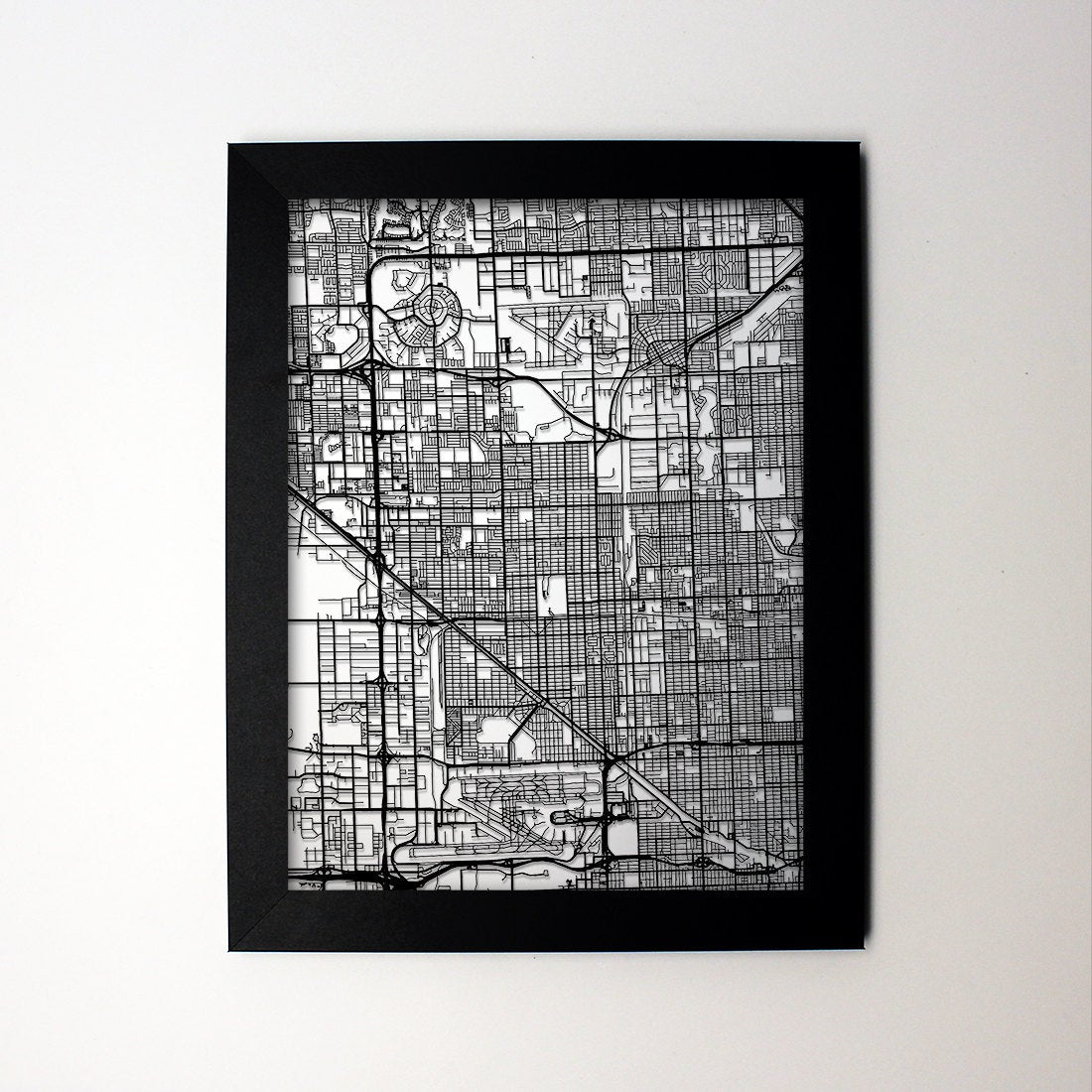 Hialeah FL framed laser cut map – CarbonLight Laser Cut Maps