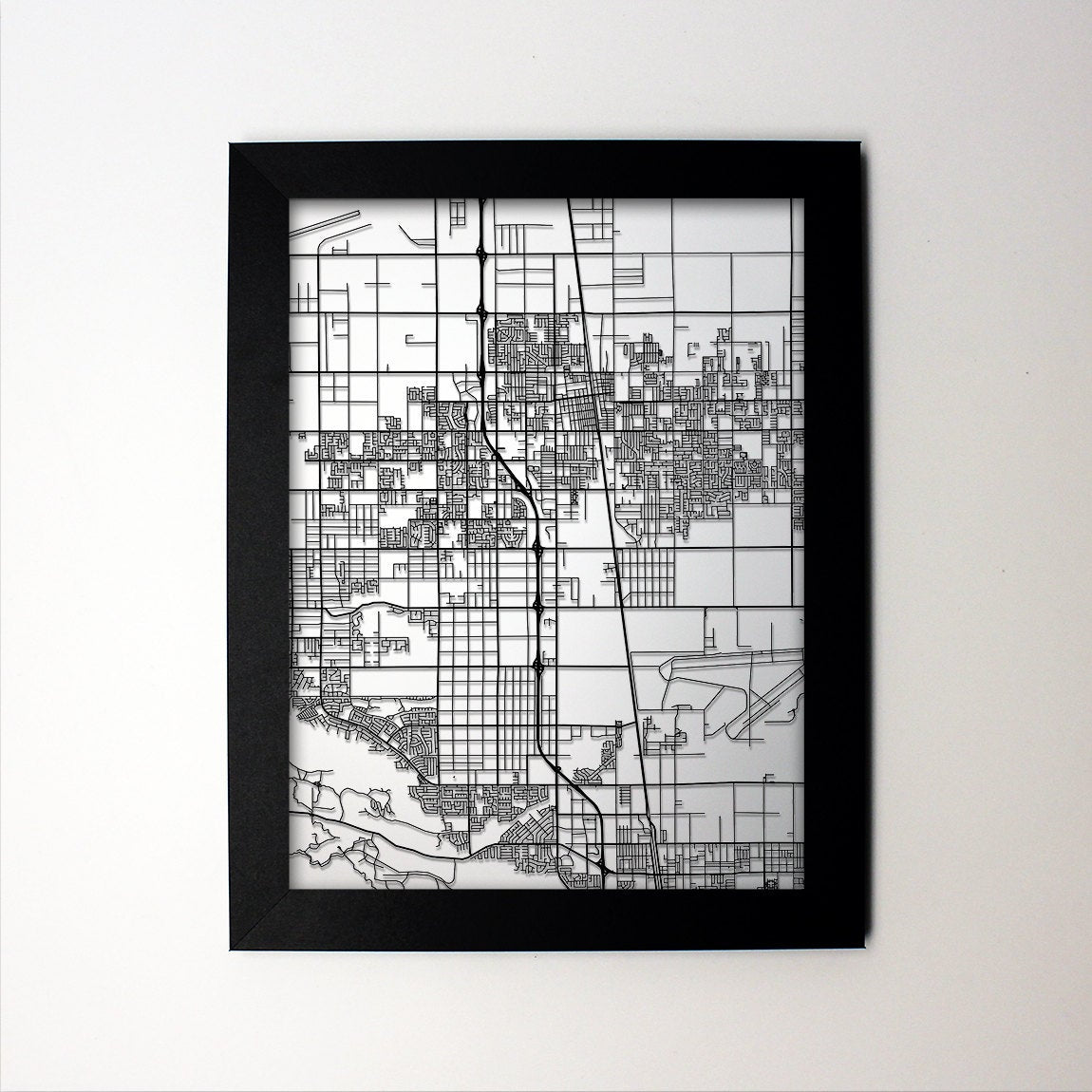 Lakewood CO framed laser cut map – CarbonLight Laser Cut Maps