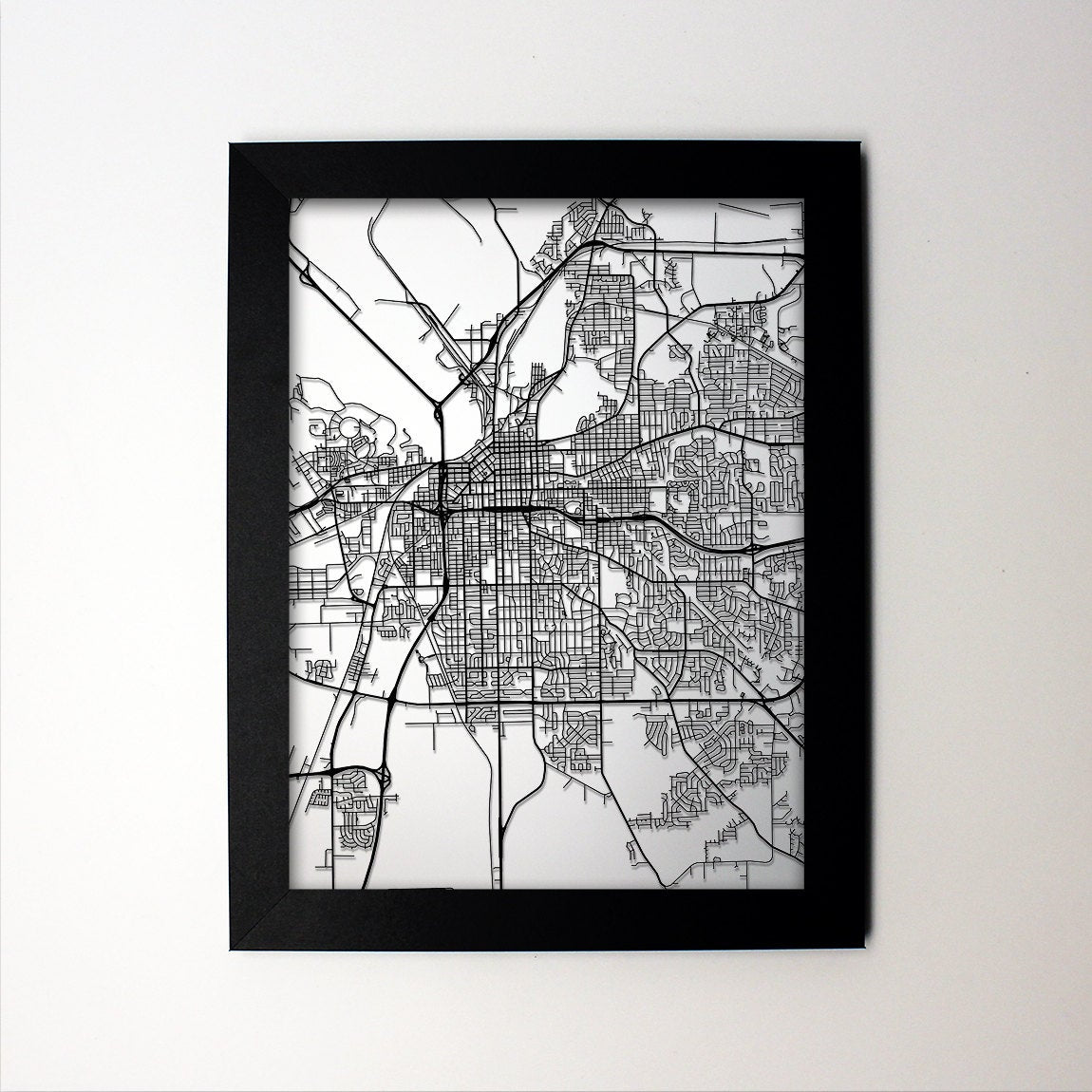 Montgomery AL framed laser cut map – CarbonLight Laser Cut Maps