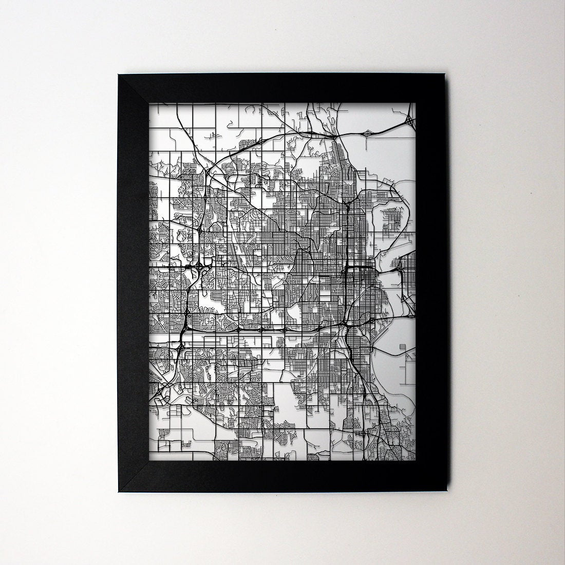 Omaha NE framed laser cut map – CarbonLight Laser Cut Maps