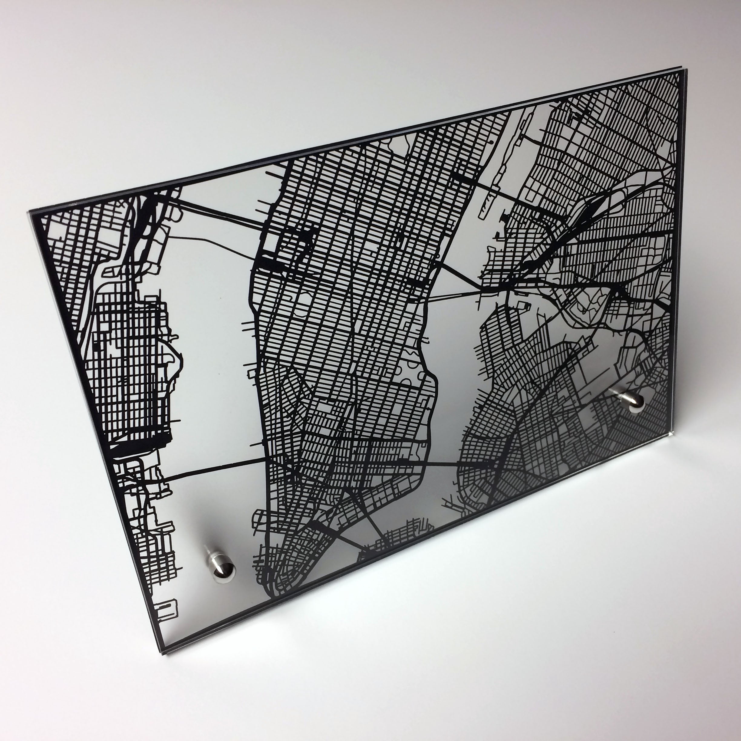 New York City laser cut desk map – CarbonLight Laser Cut Maps