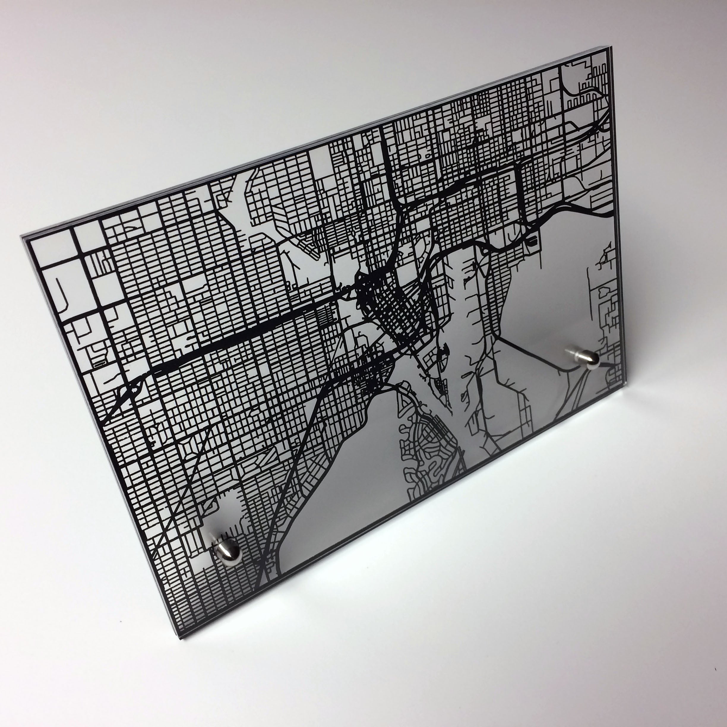 Tampa FL laser cut desk map – CarbonLight Laser Cut Maps