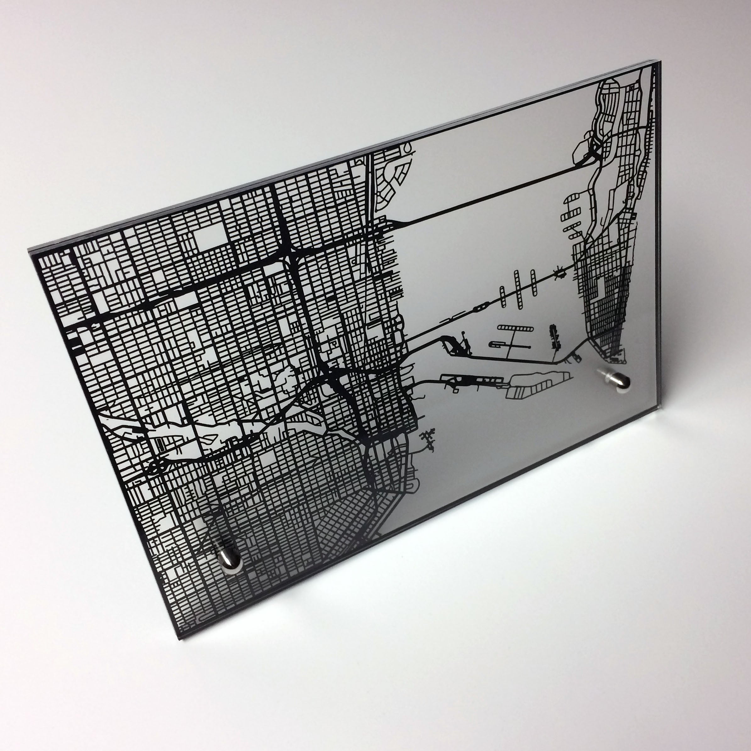 Miami FL laser cut desk map – CarbonLight Laser Cut Maps