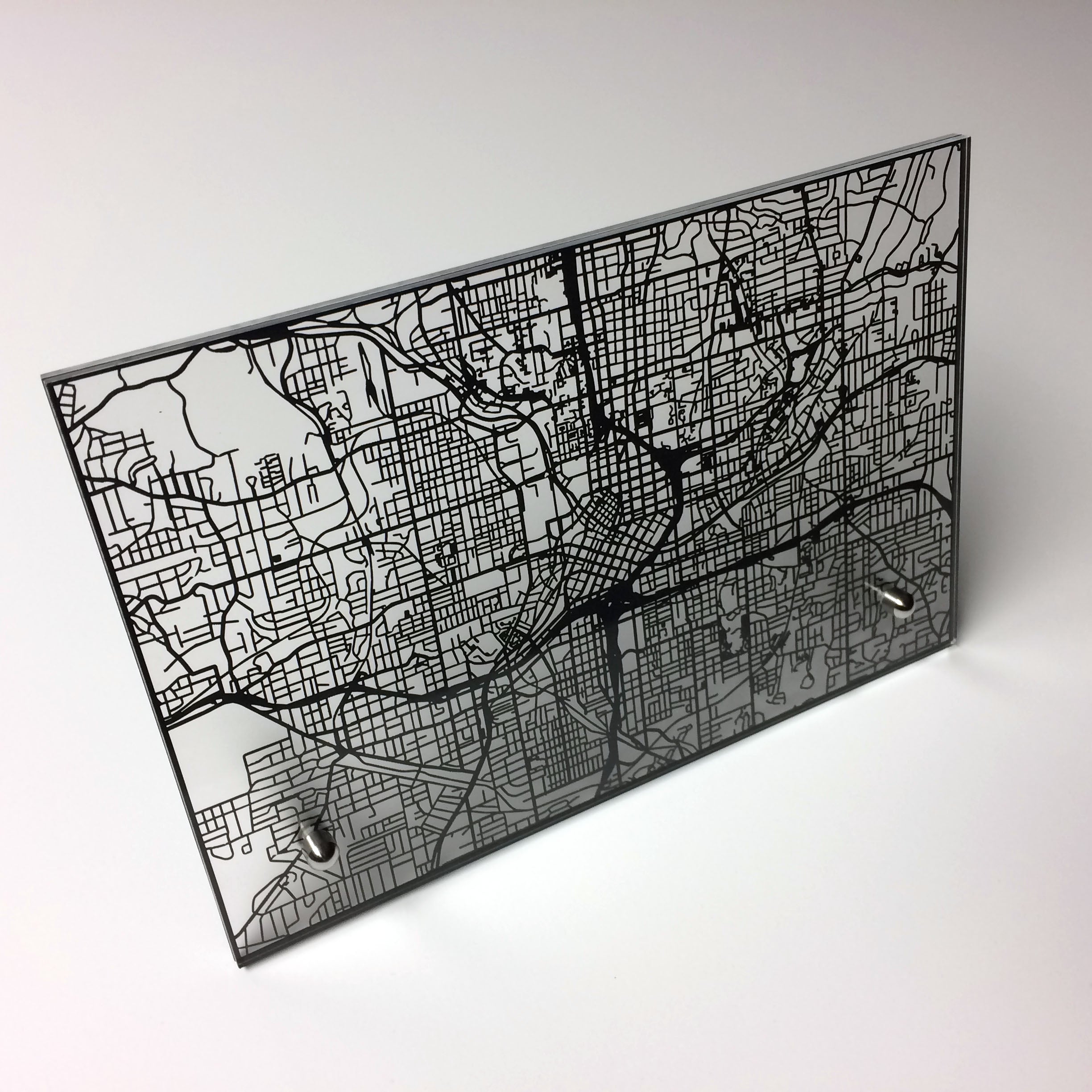 Atlanta GA laser cut desk map – CarbonLight Laser Cut Maps