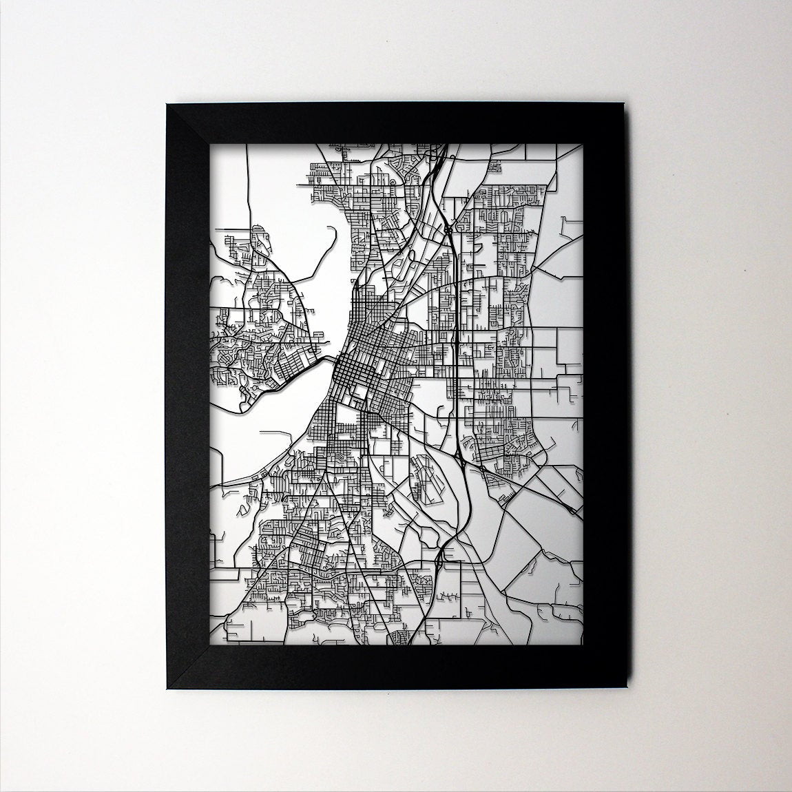 Salem OR framed laser cut map – CarbonLight Laser Cut Maps