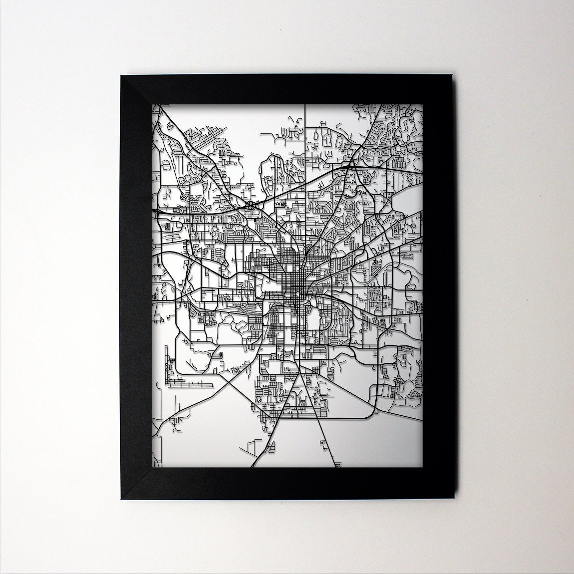 Tallahassee FL framed laser cut map – CarbonLight Laser Cut Maps