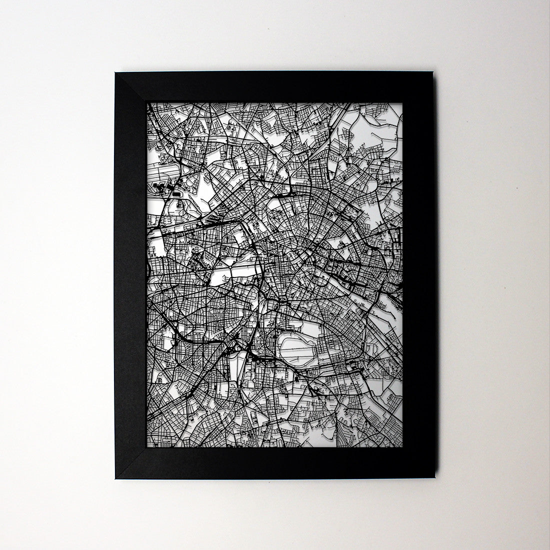Berlin Germany framed laser cut map – CarbonLight Laser Cut Maps