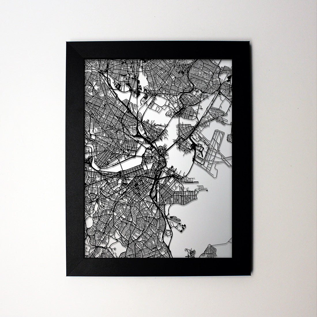 Boston MA framed laser cut map – CarbonLight Laser Cut Maps