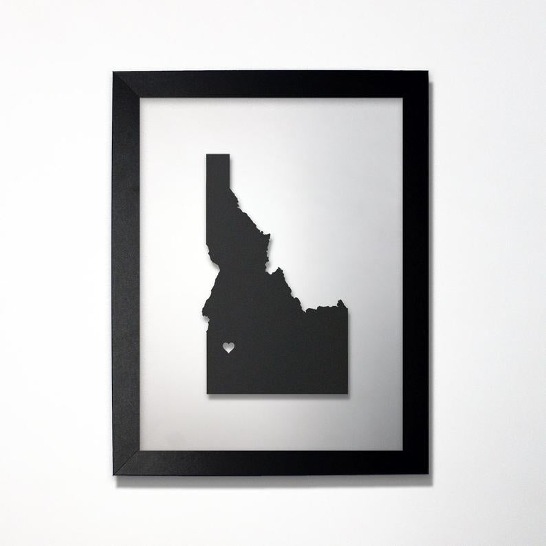 Idaho framed laser cut map – CarbonLight Laser Cut Maps