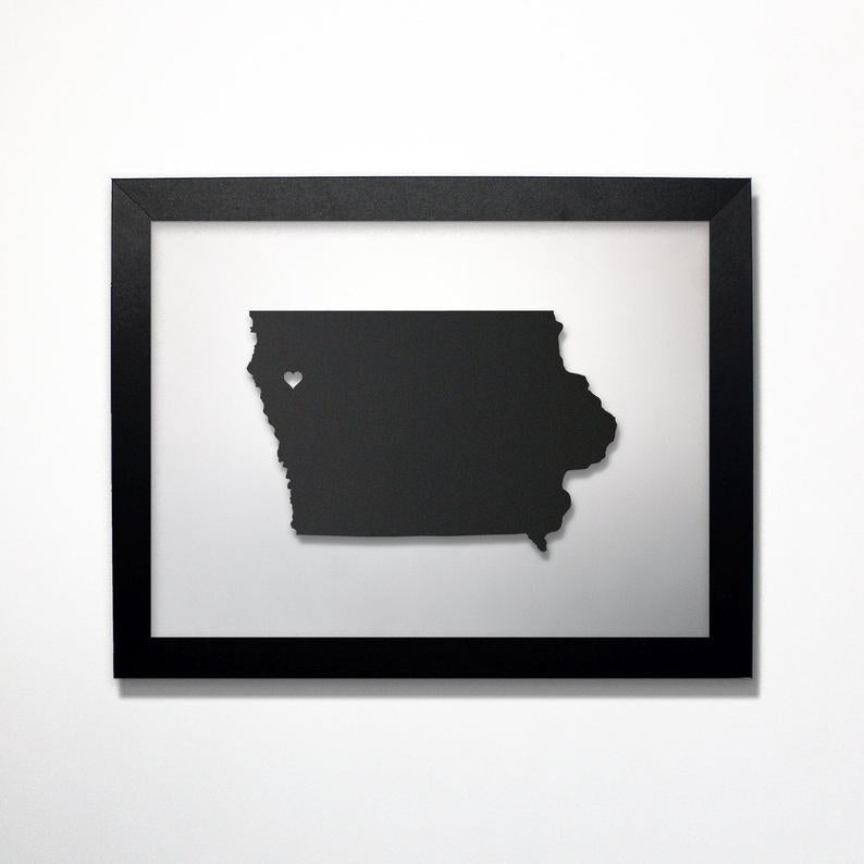 Iowa framed laser cut map – CarbonLight Laser Cut Maps