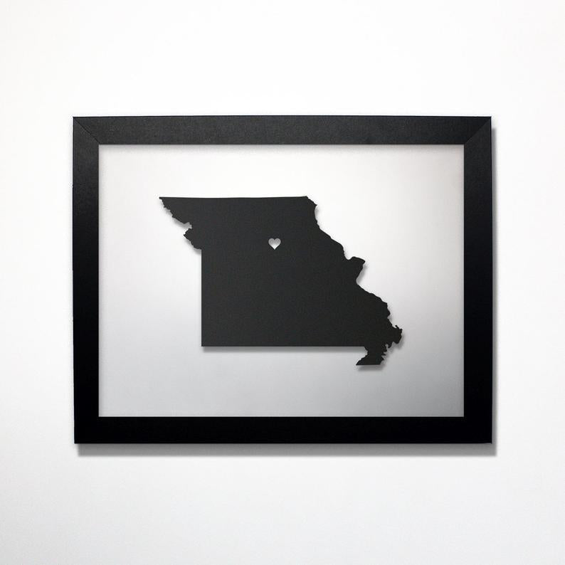Missouri framed laser cut map – CarbonLight Laser Cut Maps