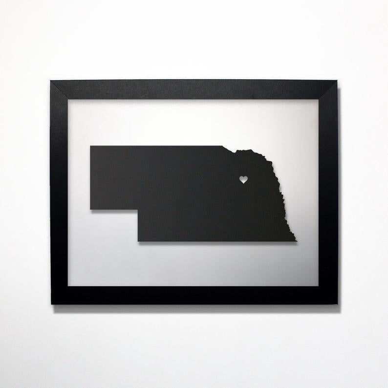 Nebraska framed laser cut map – CarbonLight Laser Cut Maps