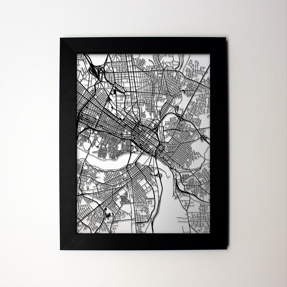 Richmond VA framed laser cut map – CarbonLight Laser Cut Maps