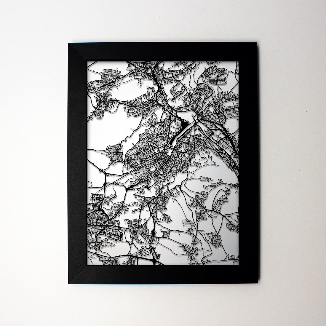 Stuttgart Germany laser cut wall map – CarbonLight Laser Cut Maps