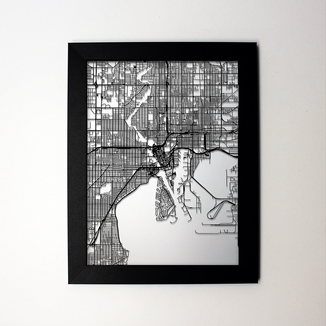 Tampa FL framed laser cut map – CarbonLight Laser Cut Maps